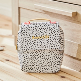 Personalised Black and White Polka Dot Print Lunch Bag