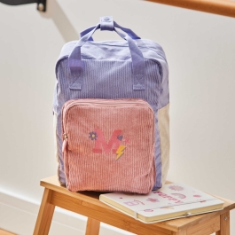 Personalised Pink Initial Cord Backpack with Grab Handle