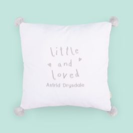 Personalised White Little and Loved Cushion | My 1st Years