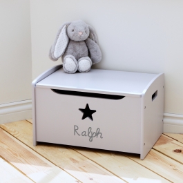 Personalised Grey Star Design Toy Box | My 1st Years