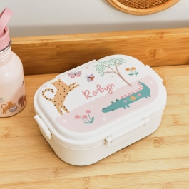 Personalised Pink Floral Safari Lunch Box